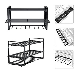 Power tool storage rack, drill rack Wall mounted, Heavy Duty Garage tools Power tool storage, utility for cordless drill in tool room garage, 3-story 120 lb limit, black（17"D x 9.45"W x 8"H Inch）