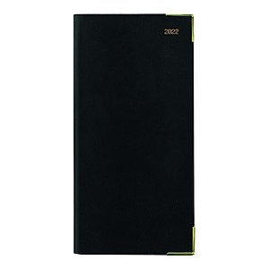 LETTS Classic Weekly/Monthly Planner, 12 Months, January to December, 2022, Week-to-View, Gold Corners, Vertical, 6.625" x 3.25", Black (C32SUBK-22)