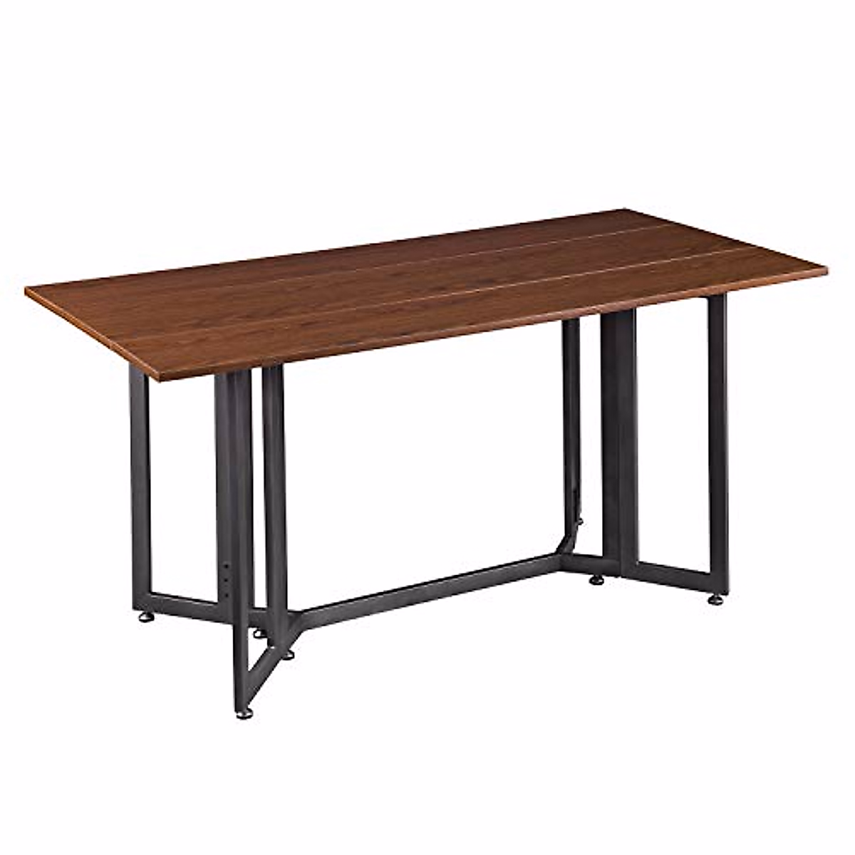 SEI Furniture Driness Drop Leaf Console to Dining Convertible Table, Dark Tobacco, Gunmetal Gray