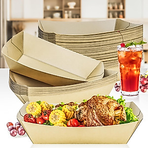 MotBach 50 Pack 5LB Extra Large Paper Food Boats Trays Disposable Paper Boats, Heavy Duty Food Boats, Paper Food Serving Tray Boat Basket for Snacks Sandwich Burgers Popcorns Tacos BBQ Fries Nachos