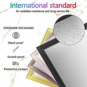 Vosuja36x36 Inch Bathroom Mirrors for Wall, Metal Framed Wall Mirrors with Non-Rusting Aluminum Alloy Metal Frame,Tempered Glass, Rectangle Wall Mounted Mirror (Horizontal/Vertical),Rose Gold