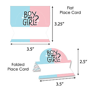 Big Dot of Happiness Baby Gender Reveal - Team Boy or Girl Party Tent Buffet Card - Table Setting Name Place Cards - Set of 24