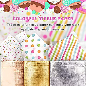 Whaline Tissue Paper Bulk Dots Stripe Wrapping Paper Rainbow Art Paper for Birthday DIY Party Crafts Weddings (60 Sheets, 3 Styles)