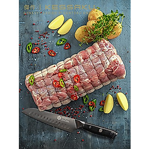 KESSAKU 4 Knife Set - Dynasty Series - Forged ThyssenKrupp German High Carbon Steel - 8-Inch Chef, 7-Inch Santoku, 5-Inch Utility, 3.5-Inch Paring