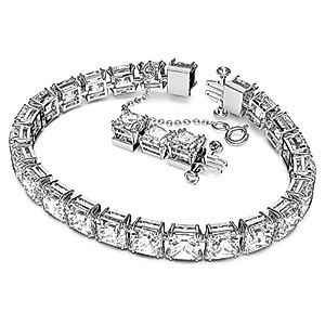 SWAROVSKI Millenia bracelet, Square Cut Crystals, White, Rhodium Finish