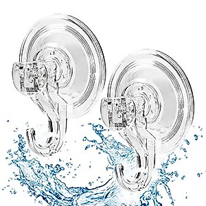 Ayssny Suction Cup Hooks, Large Clear Vacuum Suction Shower Hooks Bathroom Wall Kitchen Hooks for Shower, Reusable Heavy Duty Hooks for Loofah Wreath Hangers Wreath Holders for Front Door Glass Window