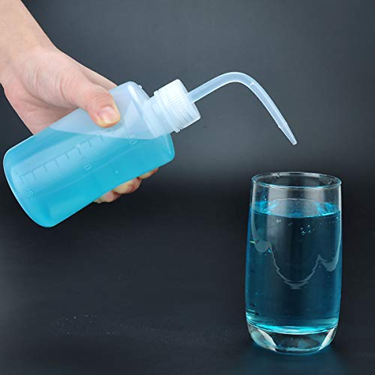 Valchoose Plastic Squeeze Bottle Leak Proof, 250ml | 8.5oz White Wash Bottle Chemical, LDPE, Safety, Medical with Narrow Mouth Scale Labels for Succulent Tattoo Label Watering (1 Bottle)