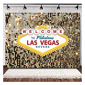 Welcome to Las Vegas Party Photography Backdrops 7x5ft Fabulous Casino Poker Movie Themed Photo Background Vintage Costume Dress-up Birthday Prom Ceremony Baby Shower Banner Supplies Props Vinyl