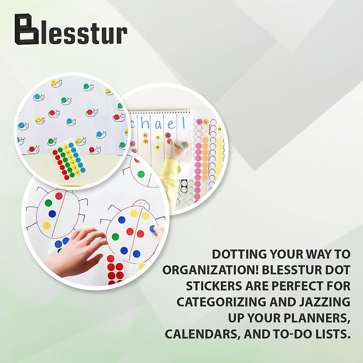 Blesstur 1050 PCS Dot Stickers- Circle Stickers, 10 Color Style Colorful Round Coding Label Sticker for Office,Student Classroom , 0.75 inches , 70 Labels per Sheet