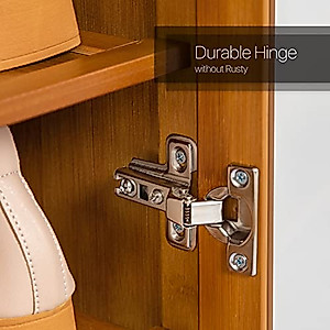 MoNiBloom Shoe Cabinet with Acrylic Doors, 9 Tier Bamboo Free Standing Shoe Shelf Storage Organizer with Side Hooks for 41-45 Pairs Home Entryway, Brown