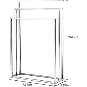 Freestanding Towel Rack, 3 Tier Metal Towel Bar Stand, Silver-Tone Chrome Plated by Madison Home Products