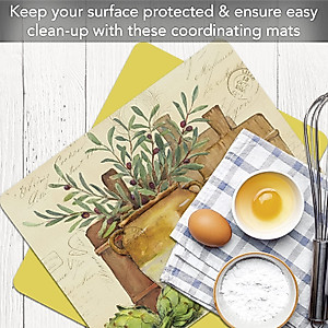 Cut N' Funnel Rustic Wine/Citrus Designer Flexible Plastic Cutting Board Mat with Coordinating Solid Flex Mat 15" x 11.5", Made in the USA, Decorative, Flexible, Easy to Clean