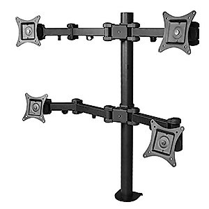 SIIG Articulating Adjustable Quad 4-Monitor Desk Mount - Fits 13" to 27" Monitors - (CE-MT0S12-S1)