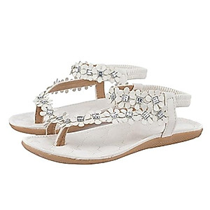 Highly Recommend Great Value Flip-Flop Women Summer Bohemia Flower Beads Flip-Flop Shoes Flat Sandals