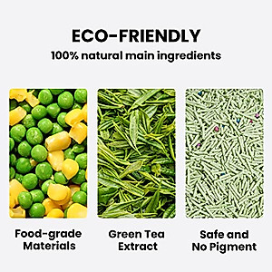 VETRESKA Tofu Cat Litter, Natural Eco-Friendly Pretty Kitty Litter, Flushable Clumping Tofu Cat Litter Pellets - Ultra Absorbent, Odor Control, Dust-Free Low Tracking Cat Litter, Greentea