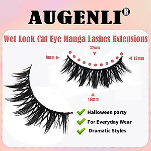 AUGENL 10Pairs False Eyelashes Cute Japanese Style Makeup Thick Eye Lash Extension,Cosplay Anime Makeup Eyelashes Reusable Lashes Manga Eye Makeup Tools (H03)