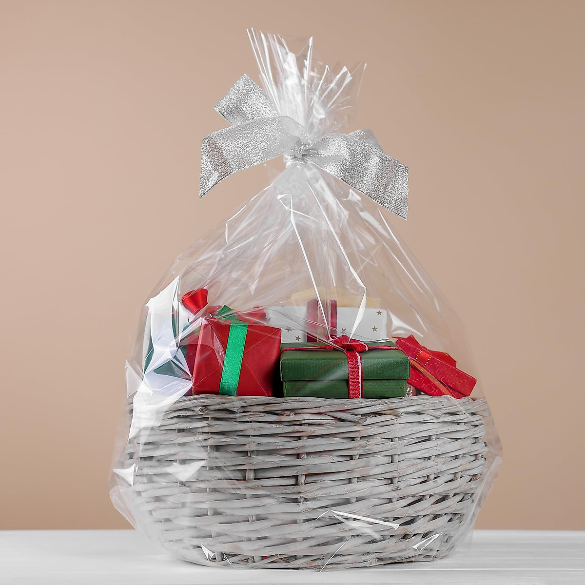 Morepack Shrink Wrap Bags for Gift Baskets,16x24 inches Clear PVC Heat Shrink Bags Cellophane Wrap for Packaging,Gift Wrapping 10 Pack