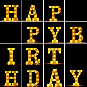 Brightdeco 155 Bulbs Light Up Happy Birthday Sign LED Marquee Letter Sign Anniversary Party Night Lamp Banquet Props