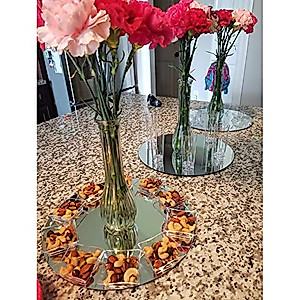 WGV Large Round Mirror Plate 10" Diameter, 4.5 mm Thickness, Frameless Sanded Edges, Quality Thick Candle Tray, Home Event Party Wedding Table Centerpiece Wall Decor, 1 Piece