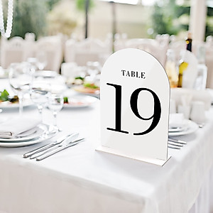 YourGala White Arch Wedding Table Numbers with Double Sided Lettering 1-20, Acrylic Signs with Stands, Perfect for Weddings, Events, Parties, Ceremonies