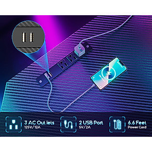 MOTPK L Shaped Gaming Desk with Led Lights, 51 Inch Gaming Computer Desk with Carbon Fiber Texture, Pc Gaming Table with Power Outlet and Headphone Hook, L Desk for Gaming, Black