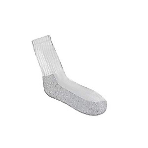 $averPak 4 Pack - American Made Moisture Control Comfort Cool Cushioned Men & Women Crew Socks White-Grey (Sock Size 10-13)