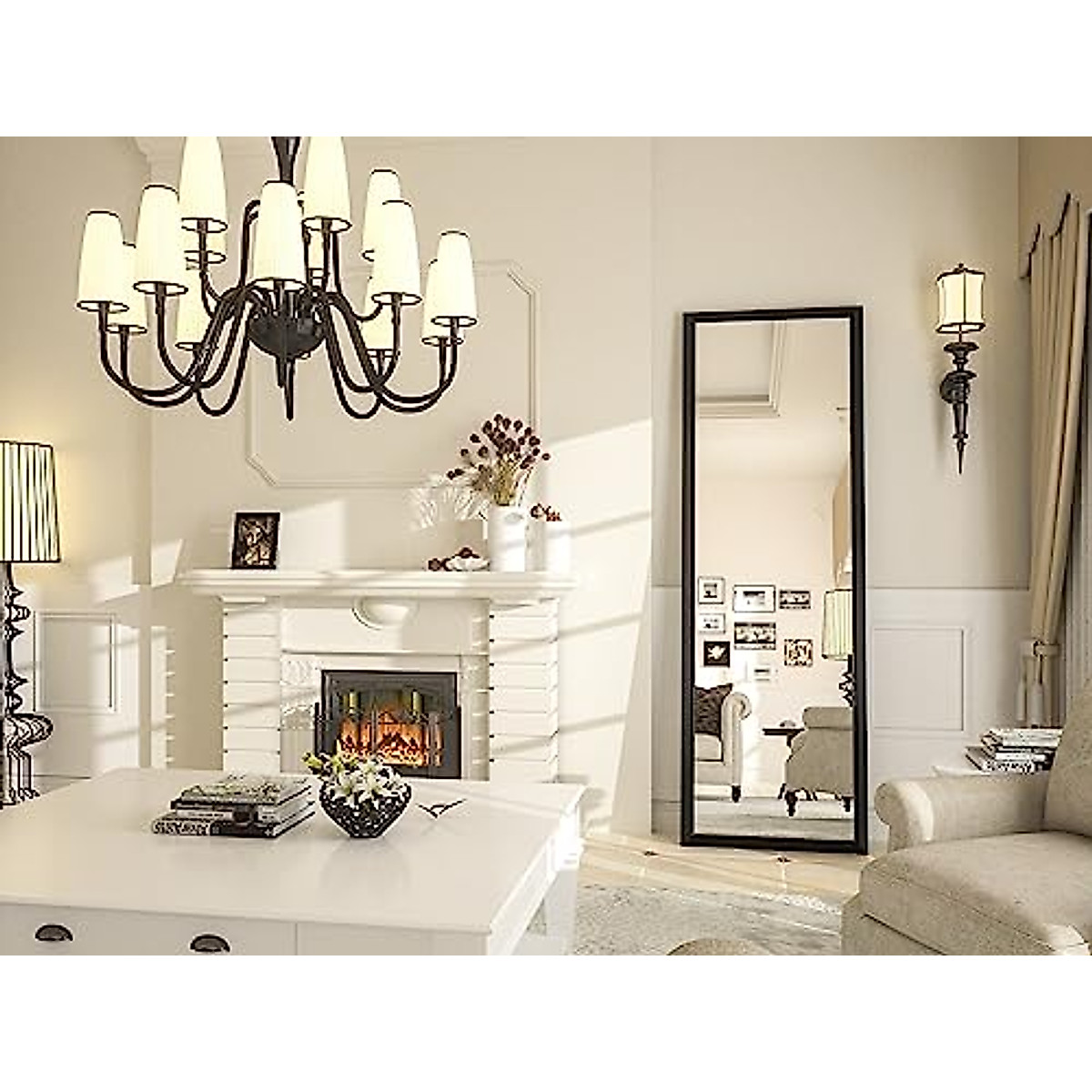 Black Metal Framed Bathroom Mirror: 65 x 22 Inch Bathroom Vanity Mirror for Over Sink - Modern Farmhouse Rectangular Wall Mirror Hangs Horizontal or Vertical Shatterproof