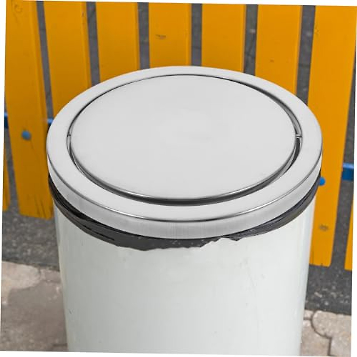 OFFSCH Swing Lid Trash Can Lid Rubbish Bin Countertop Flap Lid Garbage Top Cover Replacement Ressesed Counter Trash Lid Trash Can Grommet Garbage Bin Lid 201 Stainless Steel Silver