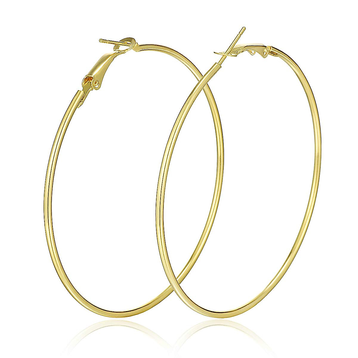 AIDSOTOU 10 Pairs Geometric Big Hoop Earrings 50mm-60mm Large Stainless Steel Square Star Heart Shaped Hoop Earrings for Women (Gold Silver)
