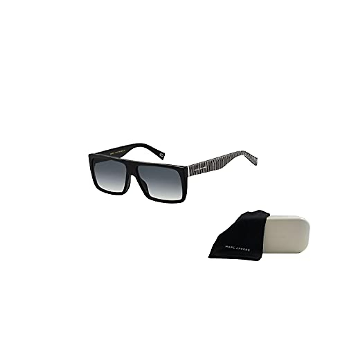 Marc Jacobs Marc096/s 0807/9O 57mm Black/Dark Grey Gradient Rectangle Sunglasses for Women + BUNDLE with Designer iWear Complimentary Eyewear Care Kit…
