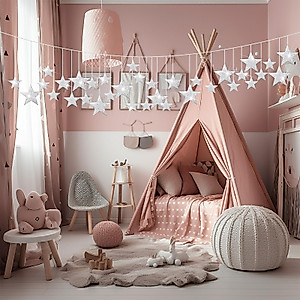 Yeaqee 360 PCS Glitter Star Cutouts Paper Confetti Star Cutouts Star Decorations Wall Decor for Bulletin Board Stars Classroom Wall Movie Night Party Decoration Supply 3 Assorted Sizes (Silver)