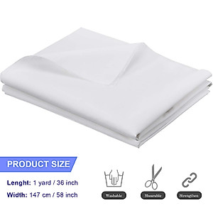 Soft and Stable Fabric Poly Cotton Broadcloth, Plain Poly Cotton Fabric, Poly Cotton Dress Craft Material for Embroidery, Embroidery Fabric Cotton, White (1.6 Yard x 1 Yard)