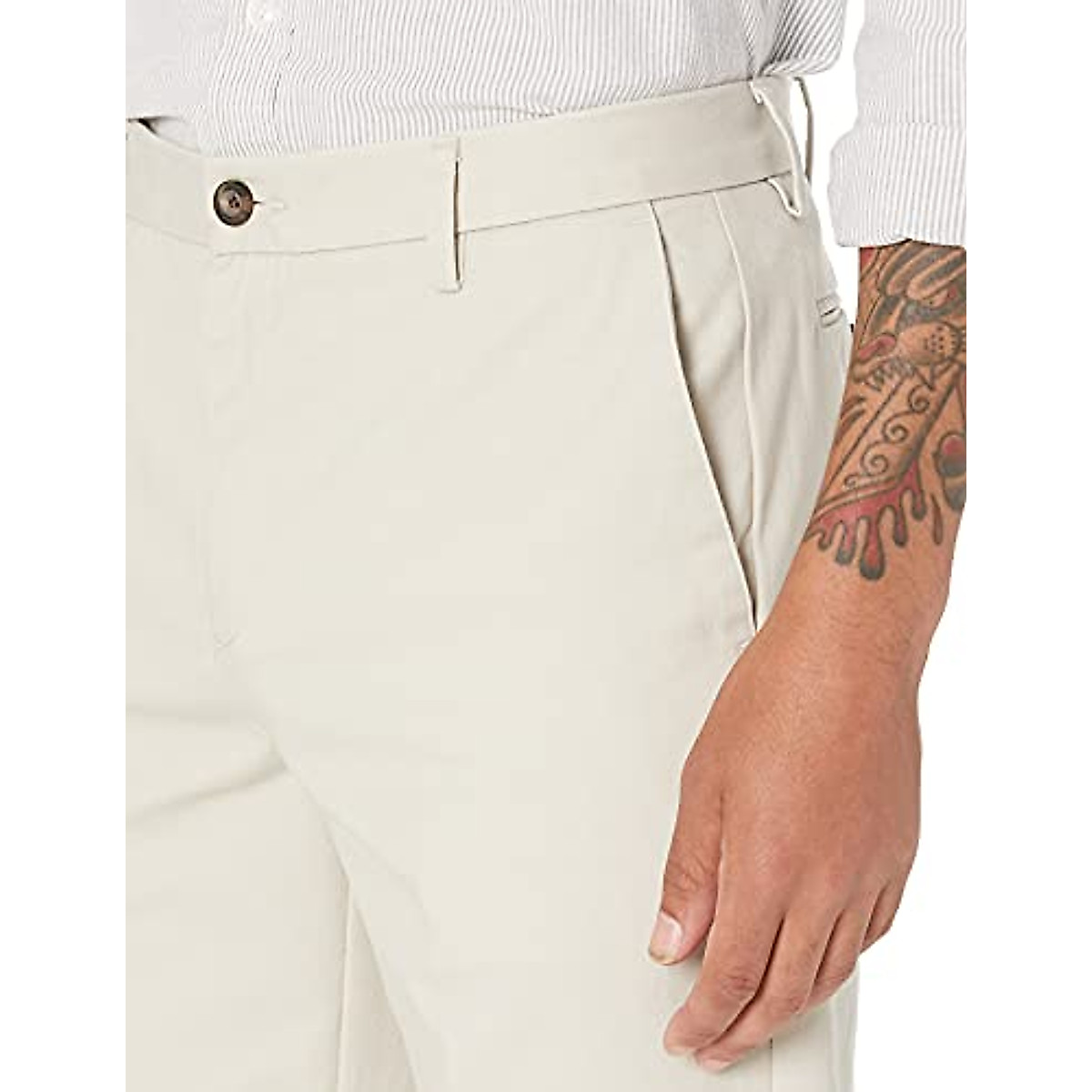 Amazon Essentials Men's Classic-Fit Wrinkle-Resistant Flat-Front Chino Pant (Available in Big & Tall), Stone, 38W x 32L