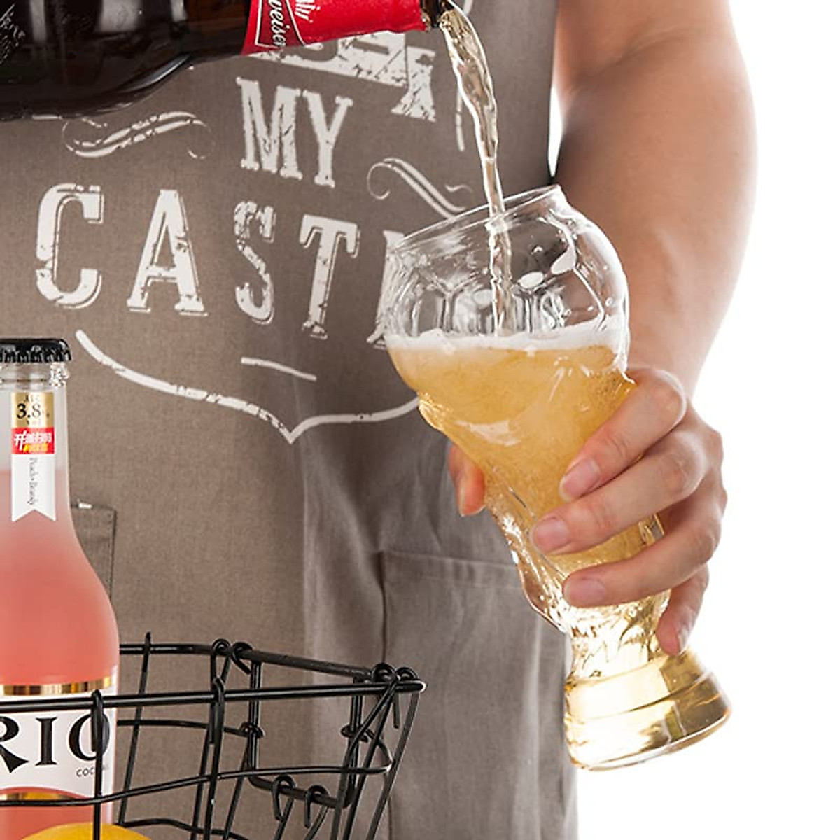 xiadanle World Cup Beer Mug Creative 450ml Beer Cup 15.2oz Borosilicate Glass Goblet Suitable for Football Party Bar Restaurant