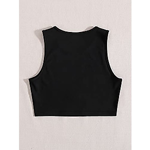 SHENHE Women's Graphic Sleeveless Cropped Tank Top Skeleton Print Rhinestone Crop Tops Butterfly Black M