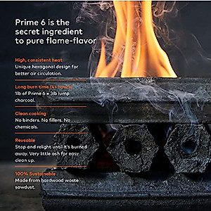 Prime 6 Charcoal for Grilling & BBQ — Natural Recycled Hardwood Charcoal Logs — Reusable Lump Coal with no Binders, Additives, or Chemicals — 22lb Pro Pack