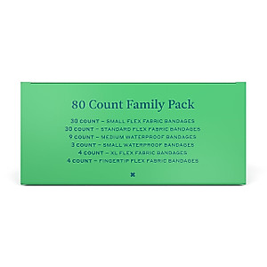 Welly Bandage Family Pack | Adhesive Flexible Fabric & Waterproof Bandages | Assorted Shapes and Patterns for Minor Cuts, Scrapes, and Wounds - 80 Count