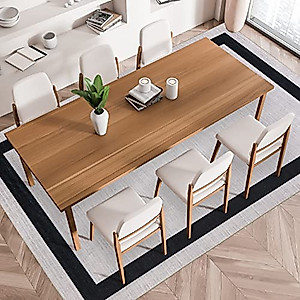 Machine Washable Area Rug with Non Slip Backing & Stain Resistant & Eco Friendly & Family and Pet Friendly - Everest Geometric Modern Bordered Creme & Black Design 5'4''x8'