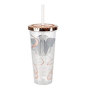Seven20 DC Wonder Woman Travel Cup with Straw, 22oz - Acrylic Tumbler Mug w/Rose Gold Wonder Woman Symbol Design - Gift for Kids, Teens & Adults