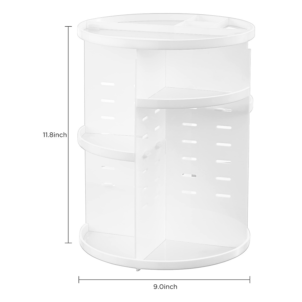 HBlife 360 Rotating Makeup Organizer Adjustable Carousel Large Capacity Revolving Perfume Organizer Skincare Organizers Cosmetic Storage Spinning Holder for Vanity, White