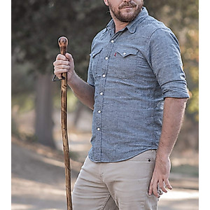 SE Natural Wood Walking Stick with Hand-Carved Spiral Design and Knob Top, 55" - WS622-56BH