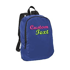 Personalized Crush Ripstop Backpacks, Royal - Your Name - Customized Basic Backpack for College, Business