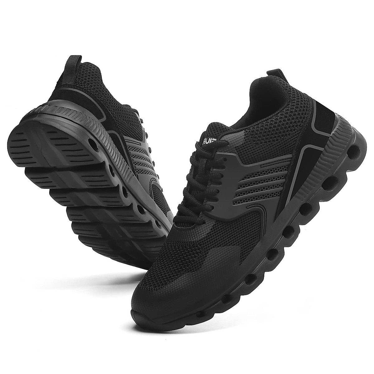 Steel Toe Sneakers for Men Women Lightweight Air Cushion Safety Shoes Breathable Steel Toe Shoes Comfortable Work Shoes Black