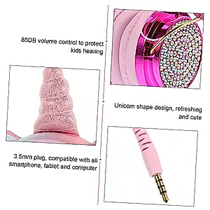 CAXUSD Headset Unicorn Headphones in Ear Wired Headphones Headphones Pink Noise Cancelling Headphones Wired Adjustable Pink Headphones Safe Headphone On Ear Headset