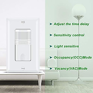 ECOELER 3 Way Motion Sensor Light Switch, Neutral Wire Required, Sensor Switch for Indoor, UL List & FCC Approved Motion Activated Switch, Pack of 1