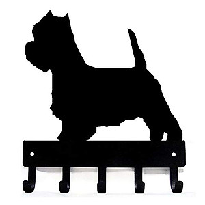 The Metal Peddler West Highland Terrier Westie Key Holder Hanger - Small 6 inch Wide with 5 Hooks - Made in USA