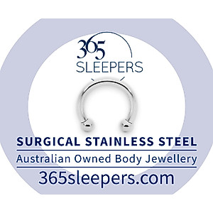 365 Sleepers 20G 18G 16G 14G 12G 10G 8G 6G 4G 2G Surgical Steel 6mm - 22mm Circular Barbell Horseshoe Nose Nipple Tragus Ring Earring Body Piercing Jewelry