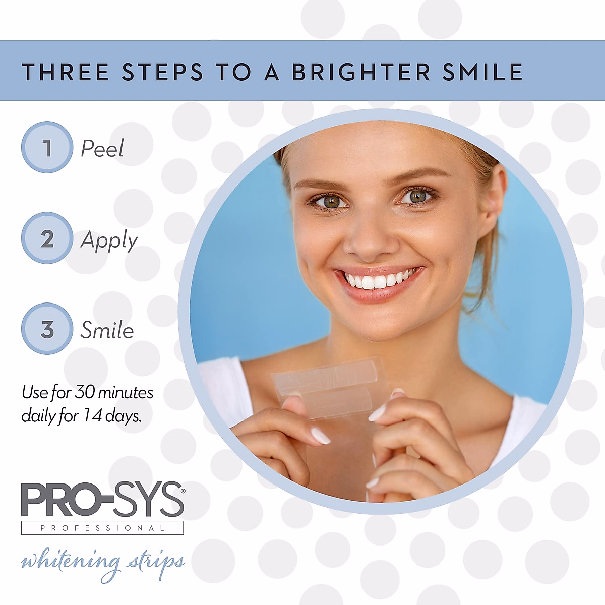 PRO-SYS Whitening Strips Kit, Sensitive Teeth Whitening Tray, Stain Remover, Teeth Whitener, 28 Strips