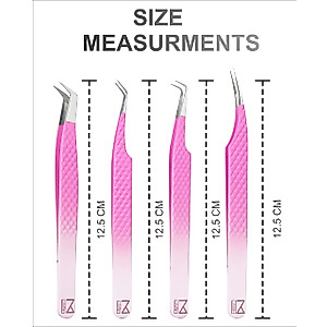 M LASH - V3 Tweezer Set Diamond Grip NANO Fiber Tip - Volume & Classic Eyelash Extensions - Japanese Steel Lash Tool (PW-Ombre)