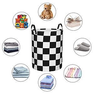 Foruidea Black and White Checkerboard Pattern Laundry Basket,Laundry Hamper,Collapsible Storage Bin, Oxford Fabric Clothes Baskets,Nursery Hamper For Home,Office,Dorm,Gift Basket